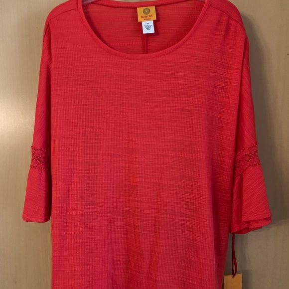 Ruby Rd. | Tops | Ruby Rd Poppy Ruffle Bell Sleeve Scoop Neck Top ...